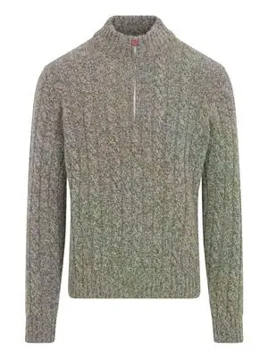 Kiton Cable-knit Quarter-zip Sweater Grey