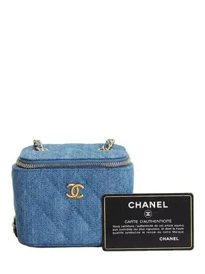 FWRD RENEW Chanel Denim Mini Pearl Crush Vanity Case