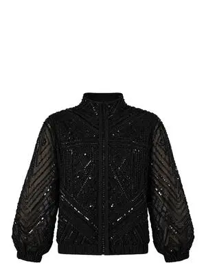 ROSE & NANCY Briar Hand Embellished Funnel Neck Bomber Jacket