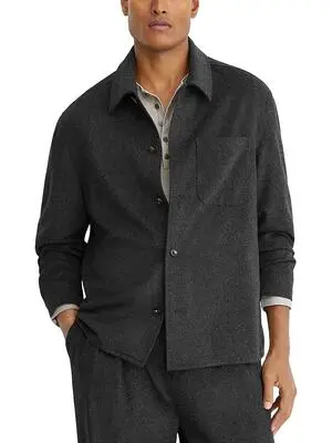 REISS Collin Brushed Pocket Overshirt Charcoal Grey