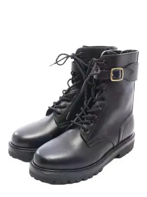 CELINE Lace-up Buckled Ankle Boots