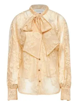 Zimmermann Zimmermann Women Sand Lace Pussybow Valiant Blouse Multicolor