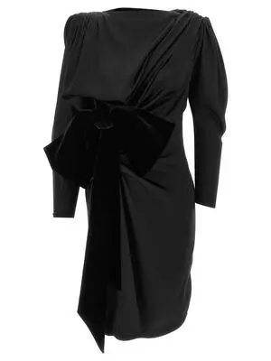 Balmain Velvet Bow Dress - Black