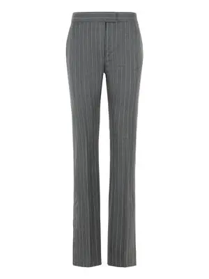 Sportmax Ricordo' Slim Flare Pants In Medium Grey Stretch Wool - Gray