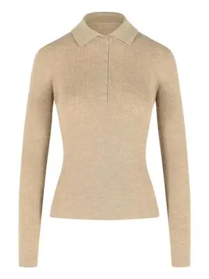 Max Mara Max Mara 'Angel' Polo Sand Sweater In Beige Cachemire Yarn Women Cream