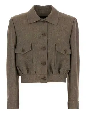 GIORGIO ARMANI Giorgio Armani Melange Brown Twill Jacket