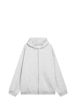 SKIMS Skims Light Grey Zip-Up Hooded Sweatshirt In Cotton Fleece Grey