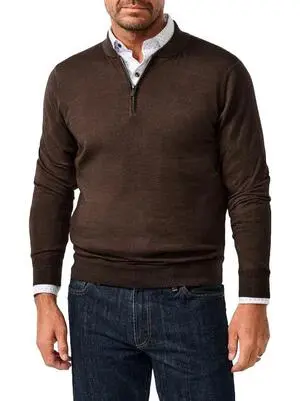 DAVID DONAHUE Skipper Merino Wool Blend Quarter Zip Sweater
