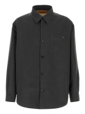 Valentino Garavani Valentino Garavani Men Dark Grey Wool Overshirt Gray