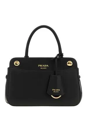 PRADA Prada Women Black Leather Mini Prada Carry Handbag