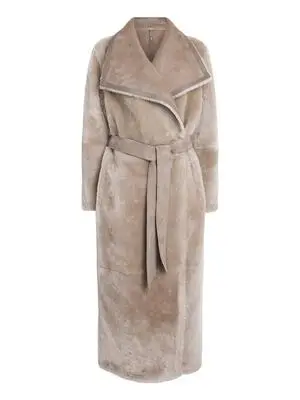 Mackage Shearling-suede Reversible Marian Coat Brown