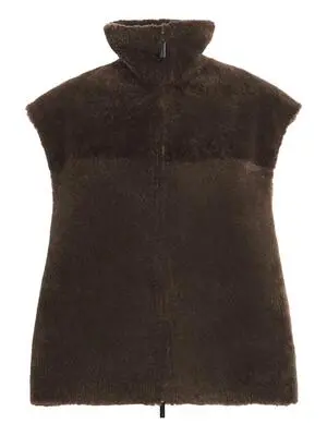 JOSEPH Textured Shearling Reversible Nico Gilet - Brown