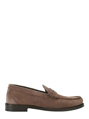 BRUNELLO CUCINELLI Ruched Suede Penny Loafers