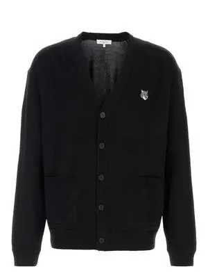 Maison Kitsuné Maison Kitsune Fox Head Merino Comfort Cardigan For Men Black