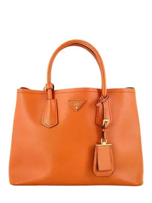 Prada Cuir Double Saffiano Leather Medium Tote Bag Orange