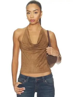 ABRAND Abrand Wicked Game Halter Top In Brown.