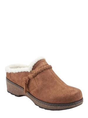 Earth Kattia Leather Clog With Faux Fur Trim Dna01