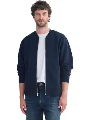 Everlane Luxe Fleece Zip Crew Cardigan Deep Navy