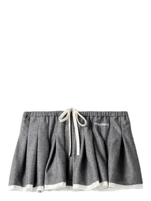 Miu Miu Pleated Flannel Skirt Gray