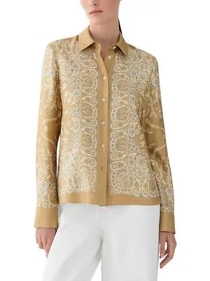 LAFAYETTE 148 NEW YORK Silk Button Down Paisley Blouse