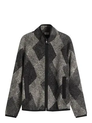 MONCLER Zip Up Wool Jacquard Jacket