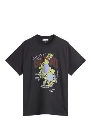 GANNI Rose Logo T-shirt