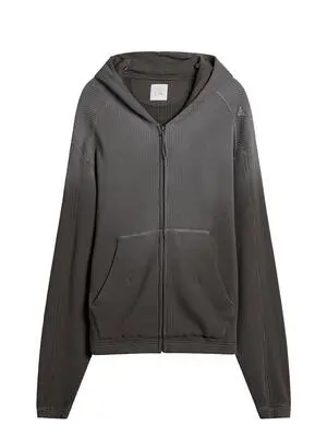 ROA Bee Sun Faded Organic Waffle Zip Hoodie Graphite