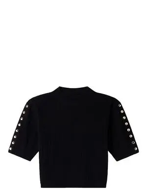 SANDRO Stud-embellished Cropped Wool And Cashmere Jumper 12