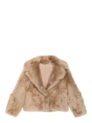 BLANCHA Shearling-finish Lapel-collar Jacket - Neutrals