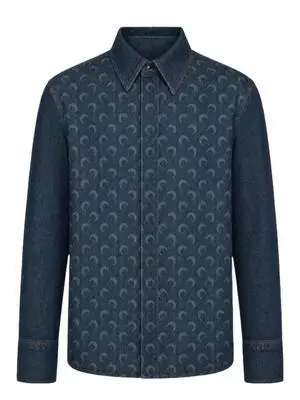 MARINE SERRE Denim Jacket With Laser-printed Full Moon Motif