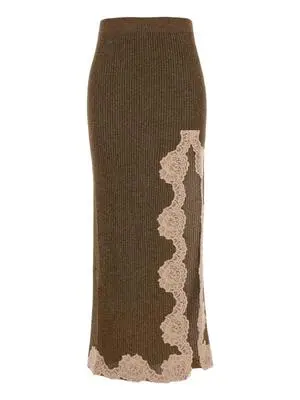 VALENTINO Valentino Lace Trim Knitted Skirt