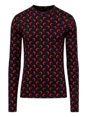 MARINE SERRE All-over Crescent Moon Print Crew Neck Long-sleeve Top