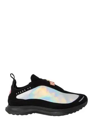 Casablanca Men's Black & Silver Stade Zip Sneaker,  Multicolor