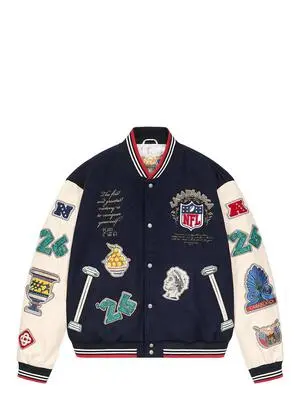 CASABLANCA Nfl Paris Game Leather Varsity Jacket, 