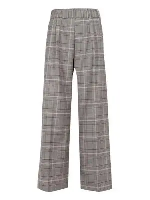 SEMICOUTURE Plaid Wide-leg Casual Trousers