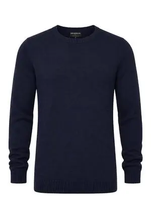 SERRAN LONDON Crewneck Wool Jumper - Navy