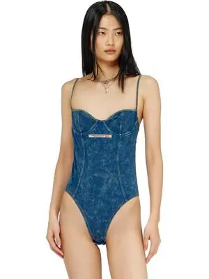 DIESEL® Denim-effect Bodysuit With Back Cut-out