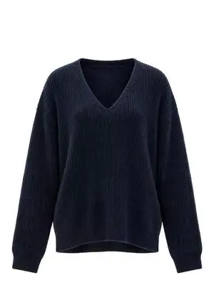 C.T.PLAGE Royal V-neck Ribbed-knit Sweater