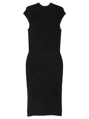 HERVE LEGER Chevron-knit Cap-sleeve Midi Dress