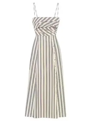 ULLA JOHNSON Anise Striped Pleated-bodice Maxi Dress