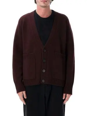 STUDIO NICHOLSON V-neck Cardigan In Pure Lambswool With Patch Pockets