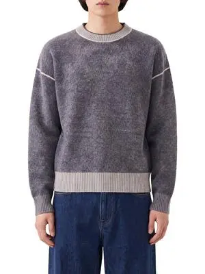 AMISH Wool Crewneck Jumper With Contrast Trims And Dropped Shoulders