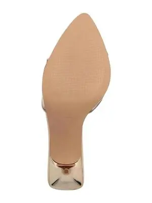 Schutz 75mm Elodie Vinyl Metallic Leather Mules Platinum