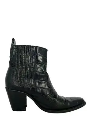 GANNI Croc-effect Western Ankle Boots