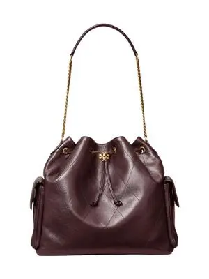 TORY BURCH Tory Burch Charlie Large Leather Bucket Bag