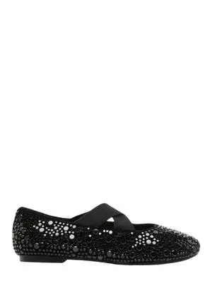TWENTY FOURHAITCH Crystal-embellished Cross-strap Ballet Flats