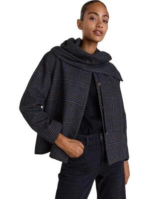BAUKJEN Tess Check Detachable Scarf Coat