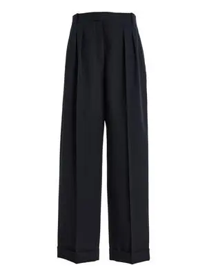 THE ROW Cave Pinstriped Wool-Silk Pants