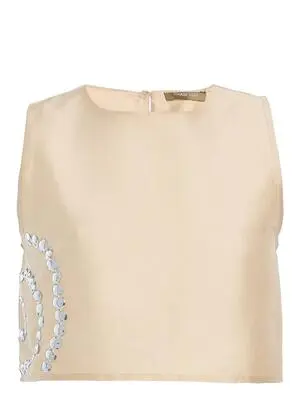 CHAN LUU Techno Taffeta Studded Tank Top