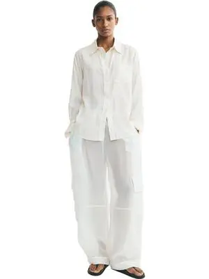 H&M Viscose-blend Shirt Cream/grid Pattern